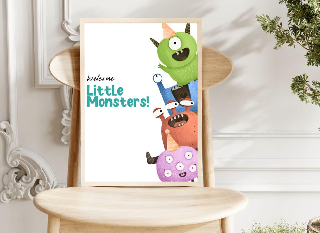 Editable Monsters Welcome Sign Little Monsters Party Sign Monster ...