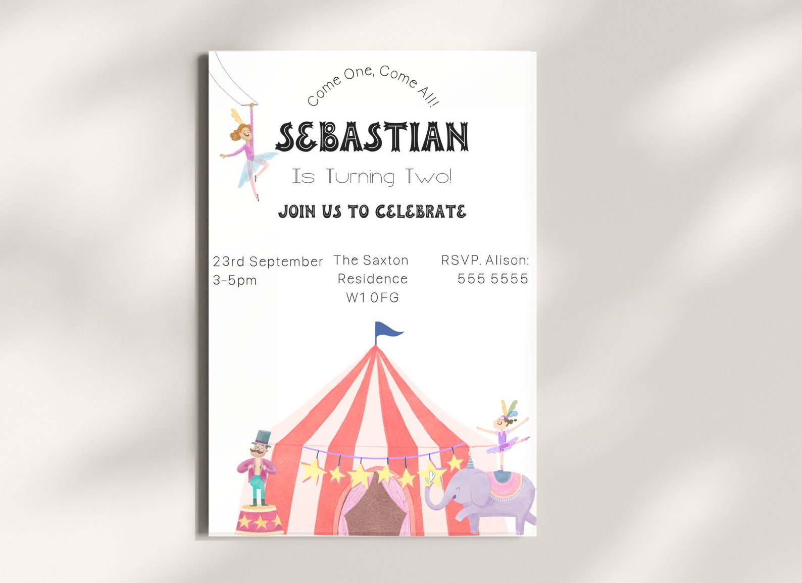 EDITABLE Circus Invite Carnival Greatest Show Invitation Birthday Party ...