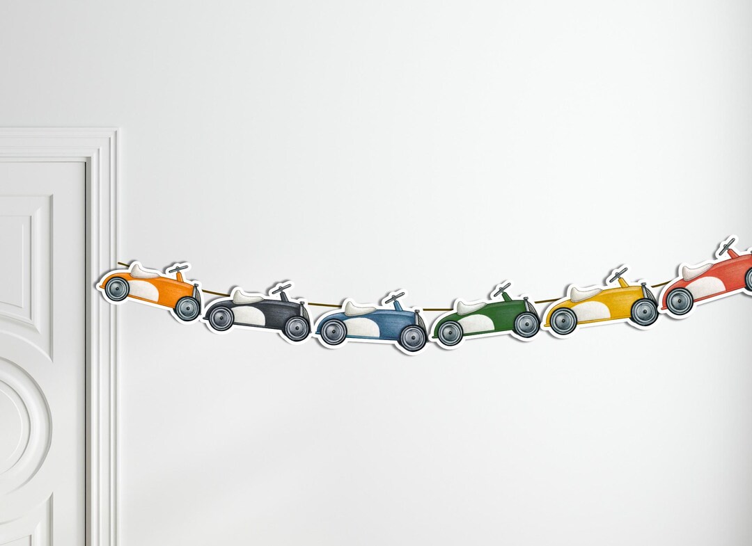 Editable Race Car Garland Hot Wheels Banner Racing Car Birthday Party ...
