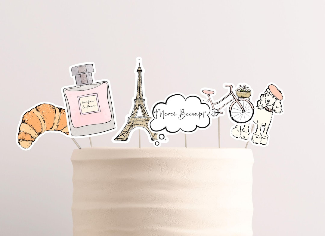 Editable Paris Cake Toppers, French Cafe Cupcake Toppers, Parisian ...