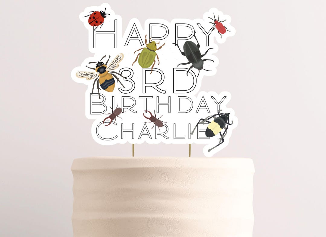 Printable Bug Cake Topper Outdoor Party Cake Toppers Insect Birthday ...