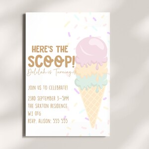 Editable Ice Cream Party Sign Heres the Scoop Welcome Sign Summer ...
