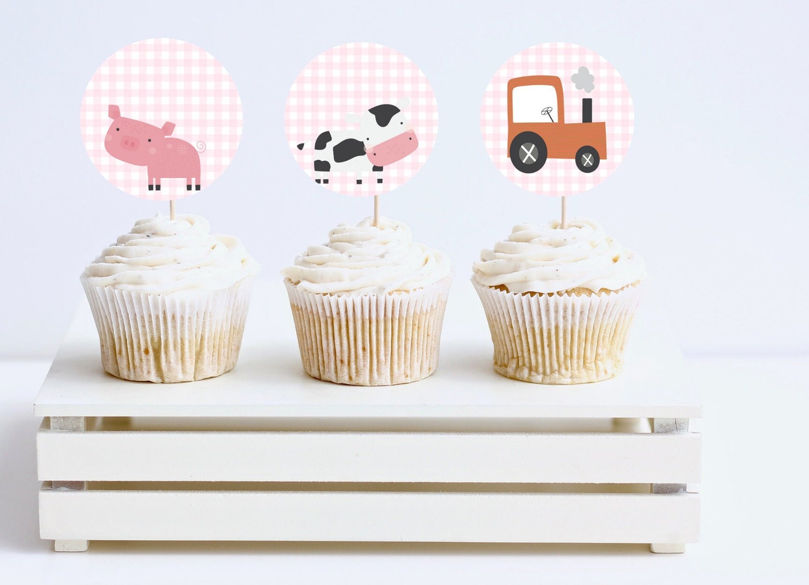 Pink Farm Cake Toppers, Pink Plaid Cake Toppers, Barn Cake Toppers ...