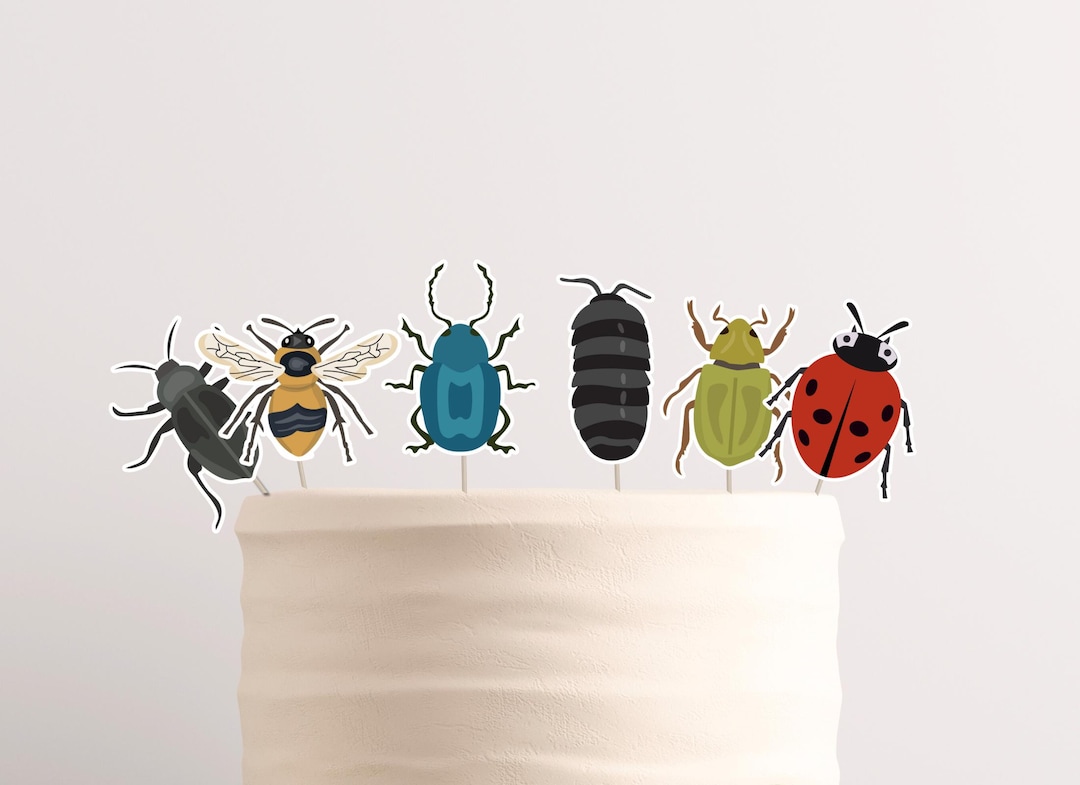 Printable Bug Cake Topper Outdoor Party Cake Toppers Insect Birthday ...