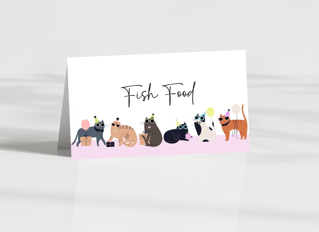 Editable Cat Food Labels, Kitten Party Food Tents, Pet Pawty Food Label ...