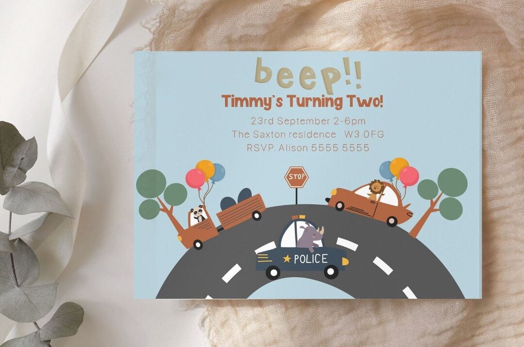 EDITABLE Transportation Invite Transport Invitation Vehicle Party Decor ...