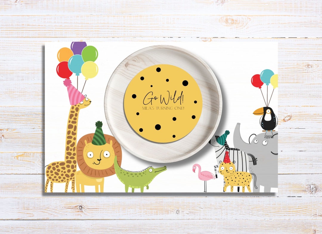 Editable Safari Animals Placemat Jungle Animal Party Placemat Instant ...