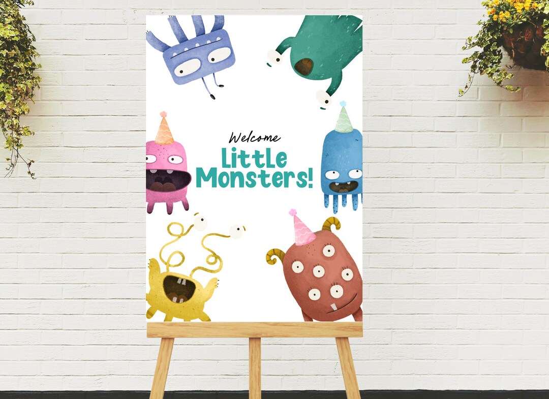 Editable Monsters Welcome Sign Little Monsters Party Sign Monster ...