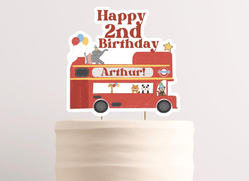 CUSTOM Bus Cake Topper, Printable Wheels on the Bus Cake Topper ...