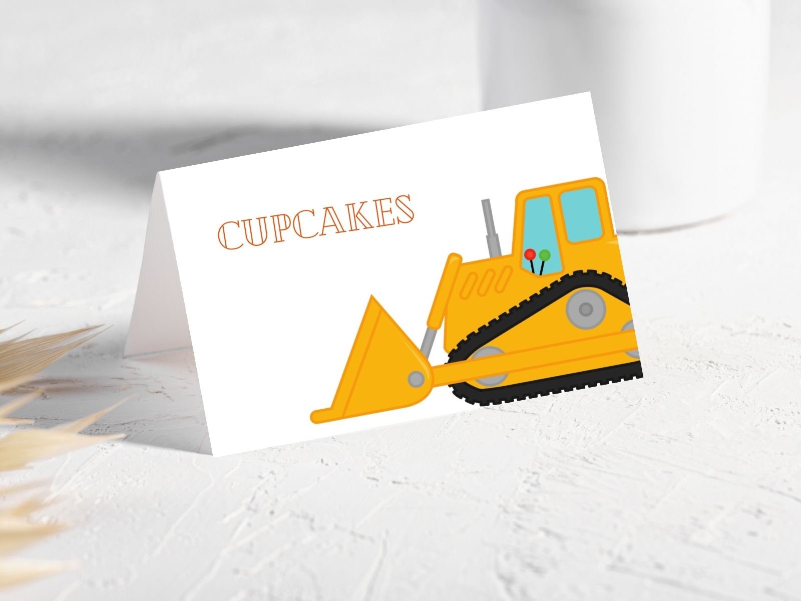 EDITABLE Construction Digger Dumper Truck Tent Food Label Birthday ...