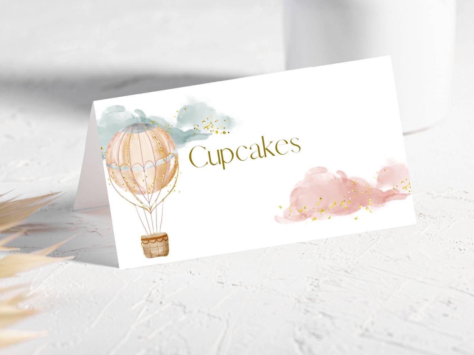 EDITABLE Hot Air Balloons up Away Gender Neutral Plate Insert Topper ...