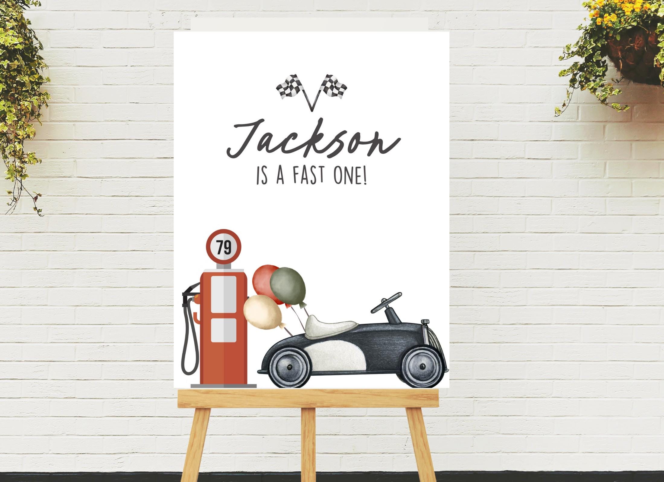 Editable Race Car Sign, Hot Car Wheels Party Sign, Racing Car Welcome ...