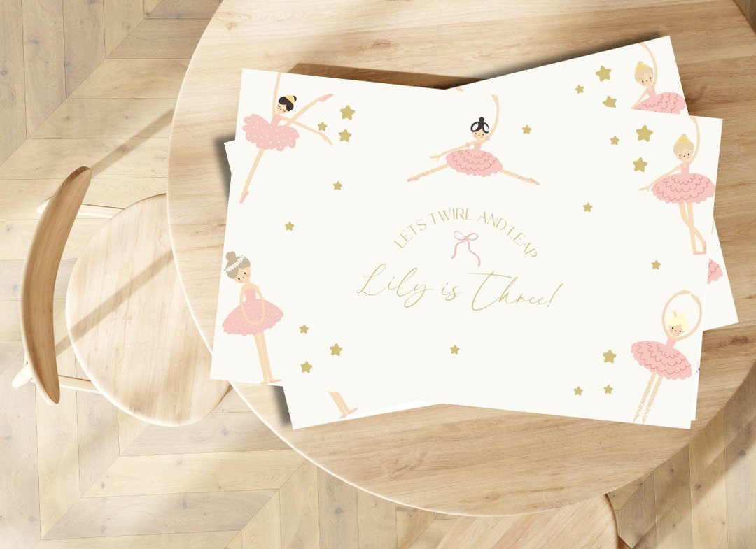 EDITABLE Ballerina Placemat, Ballet Dancer Paper Placemat , Modern ...