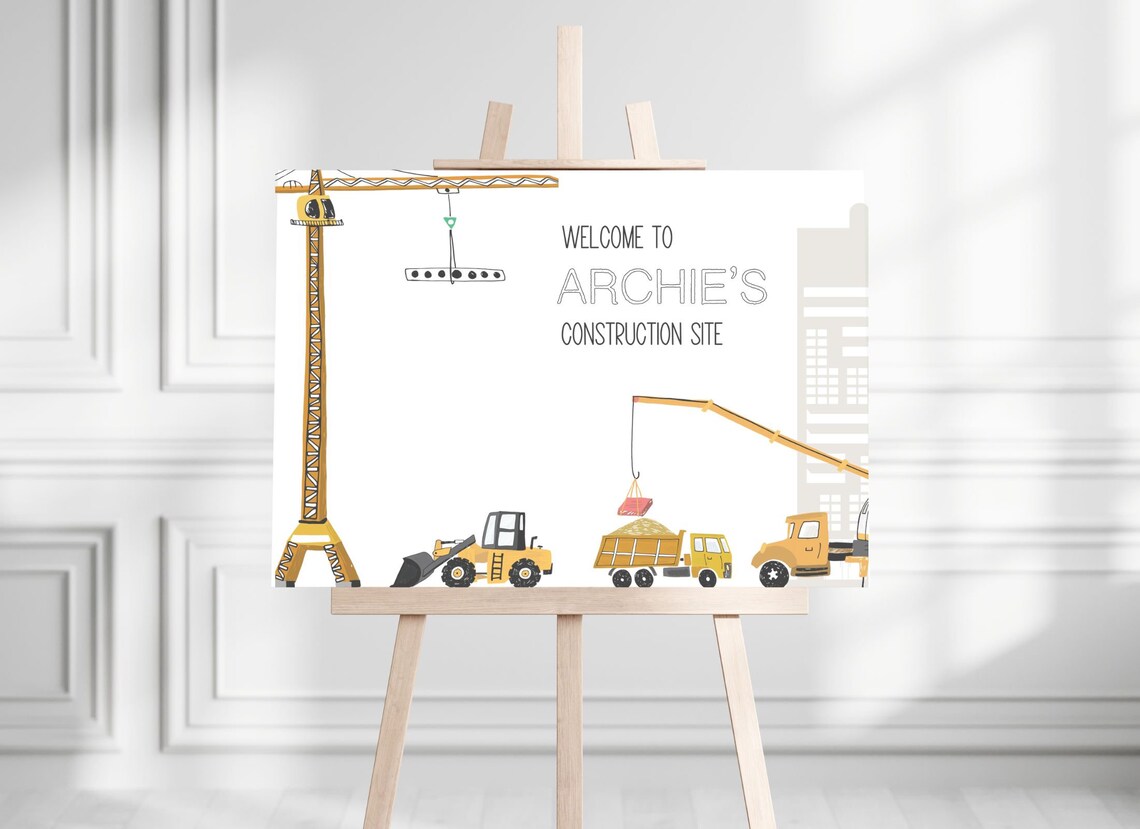 Construction Party Banner Digger Birthday Party Bunting Dumper Truck ...