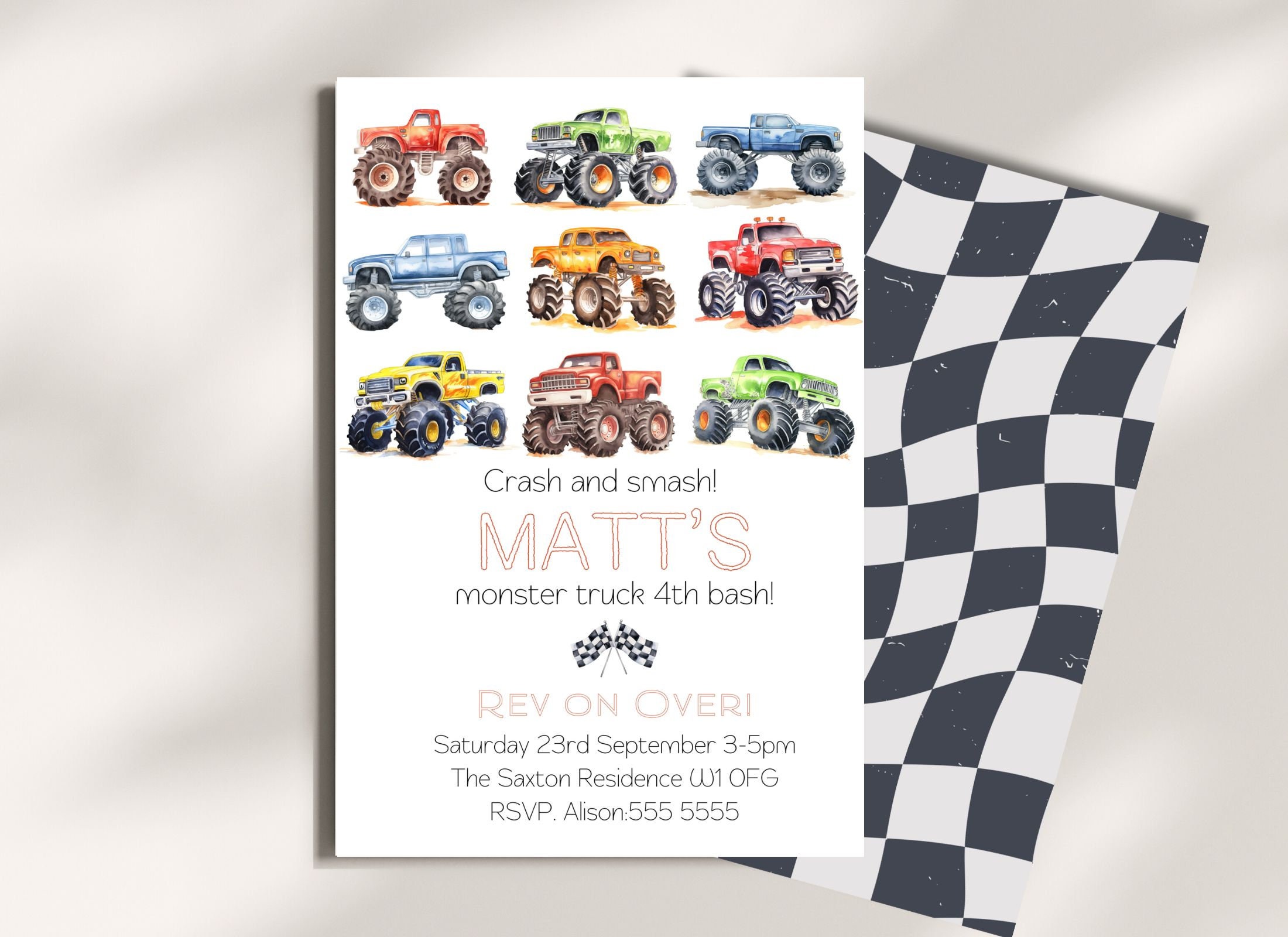 Editable Monster Truck Welcome Signs Truck Party Sign Monster Truck ...