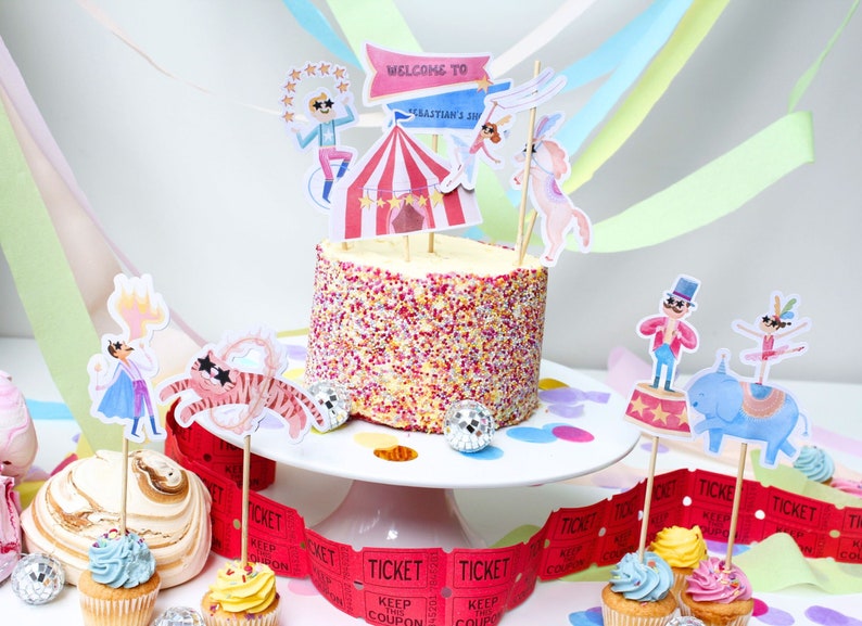 Circus Cake Toppers Animals Cake Toppers Greatest Show Cupcake Toppers ...