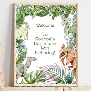EDITABLE Dinosaur Welcome Sign Dino Birthday Party Template Instant ...