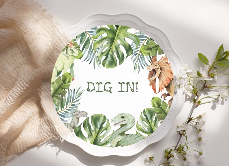 EDITABLE Dinosaur Birthday Party Plate Topper Insert Placemat Place ...