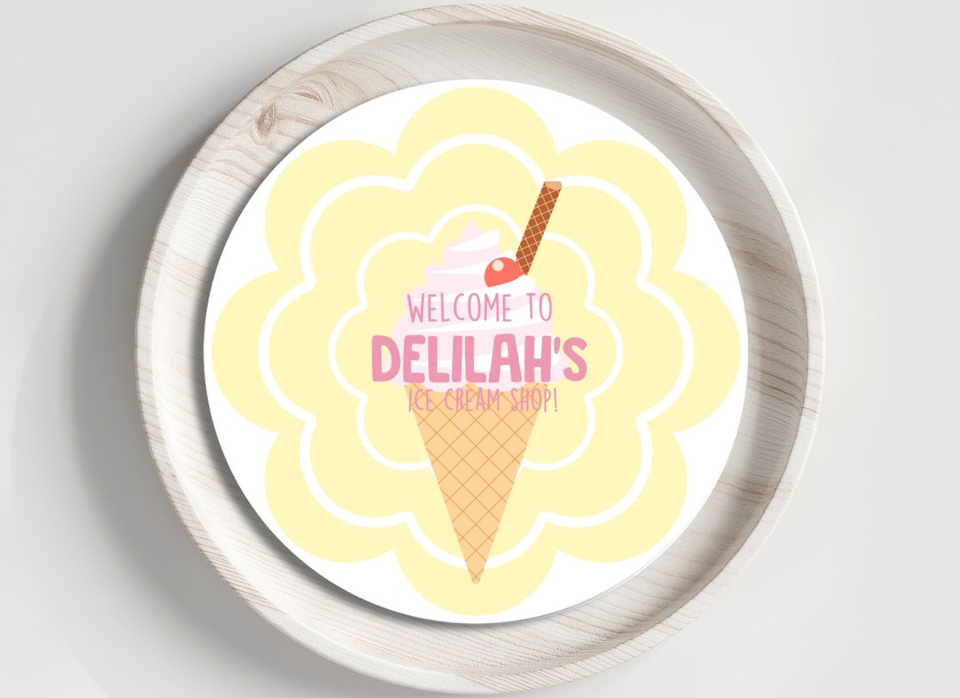 Ice Cream Plate Topper Editable Heres the Scoop Plate Insert Summer ...