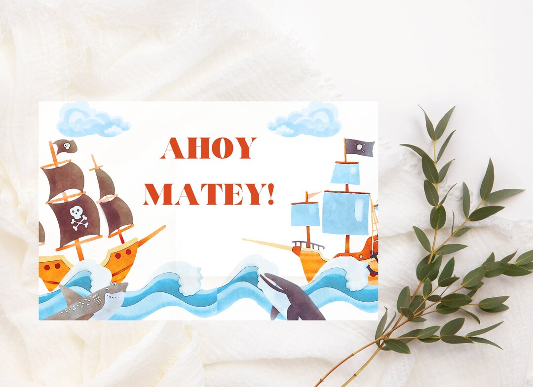 EDITABLE Pirate Ship Skull Cross Bones Paper Placemat Birthday Party ...