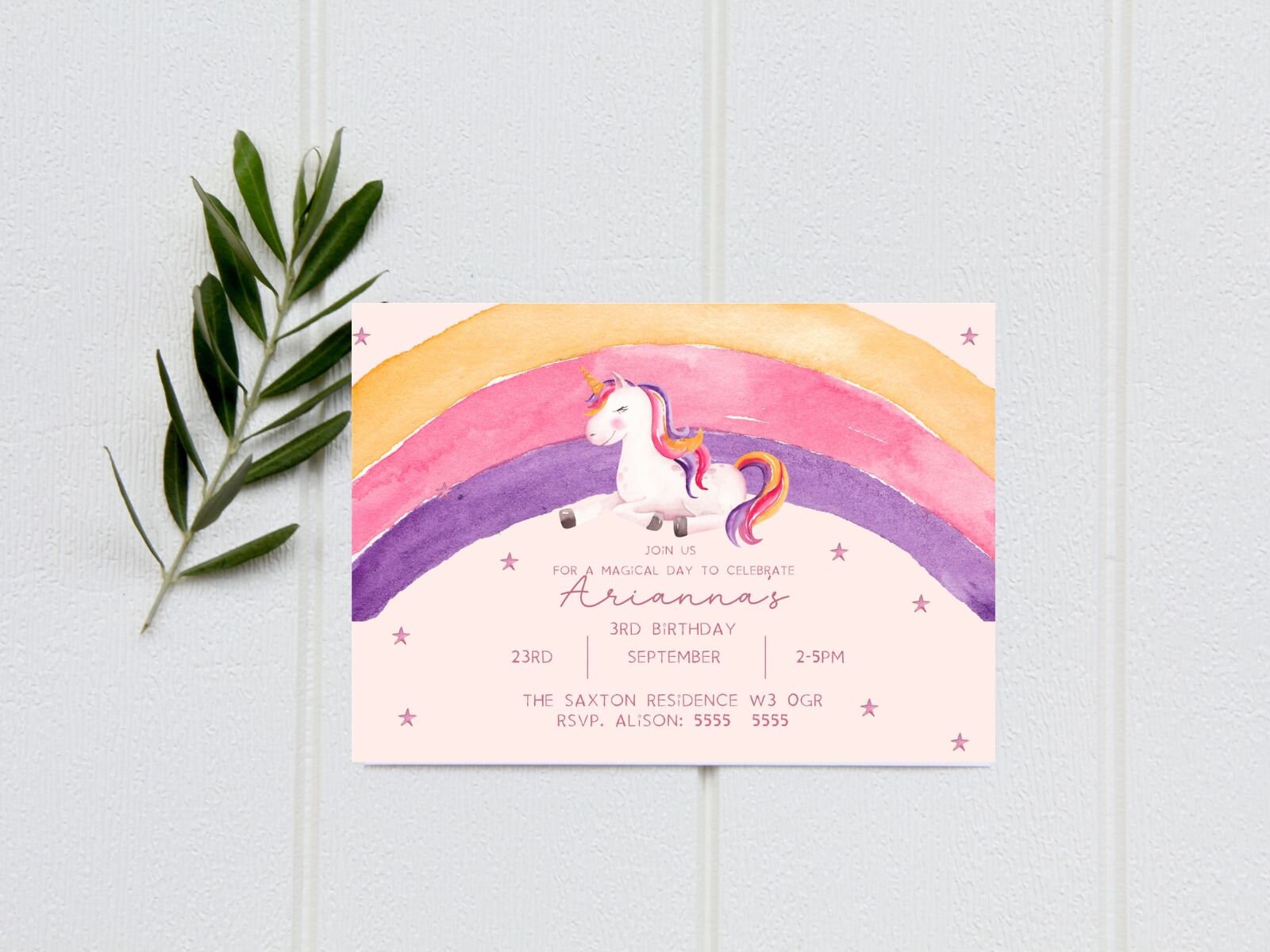 EDITABLE Unicorns Rainbow Girls Pink Balloons Tent Food Label First ...