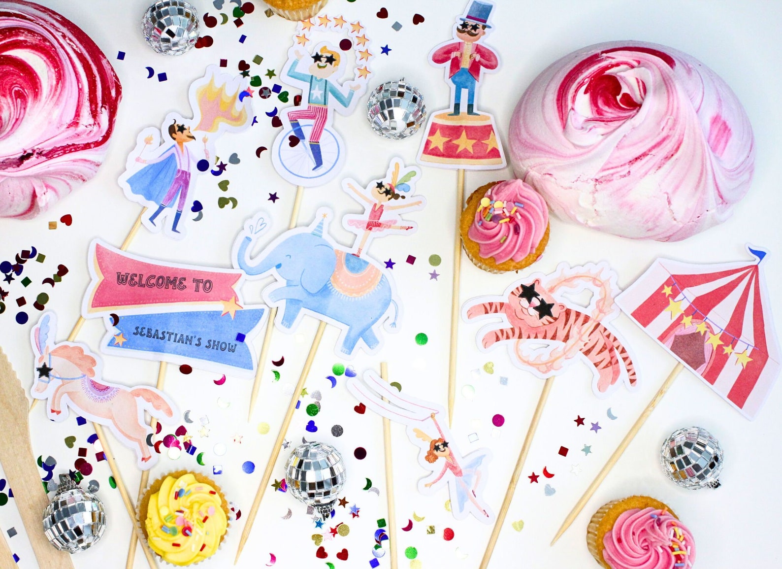 Circus Cake Toppers Animals Cake Toppers Greatest Show Cupcake Toppers ...