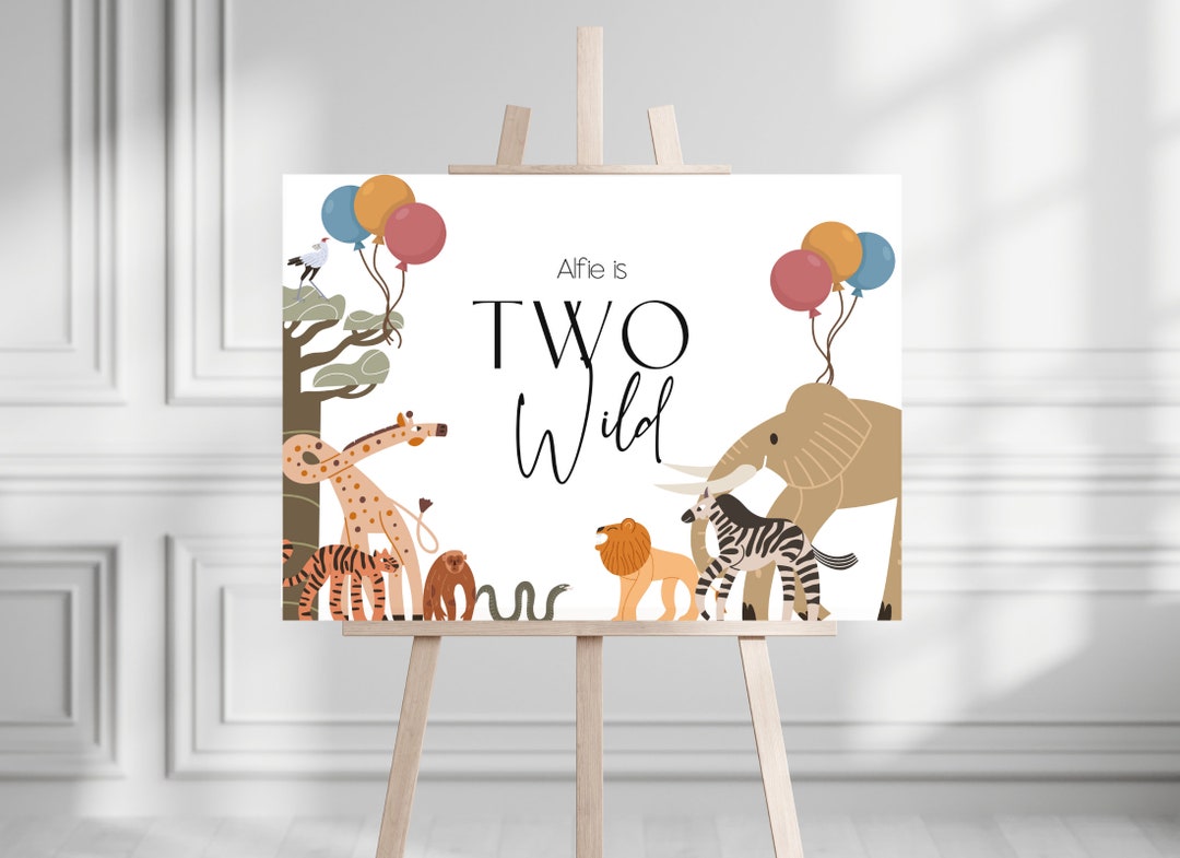Editable Safari Animals Welcome Sign Jungle Animals Party Sign Zoo ...