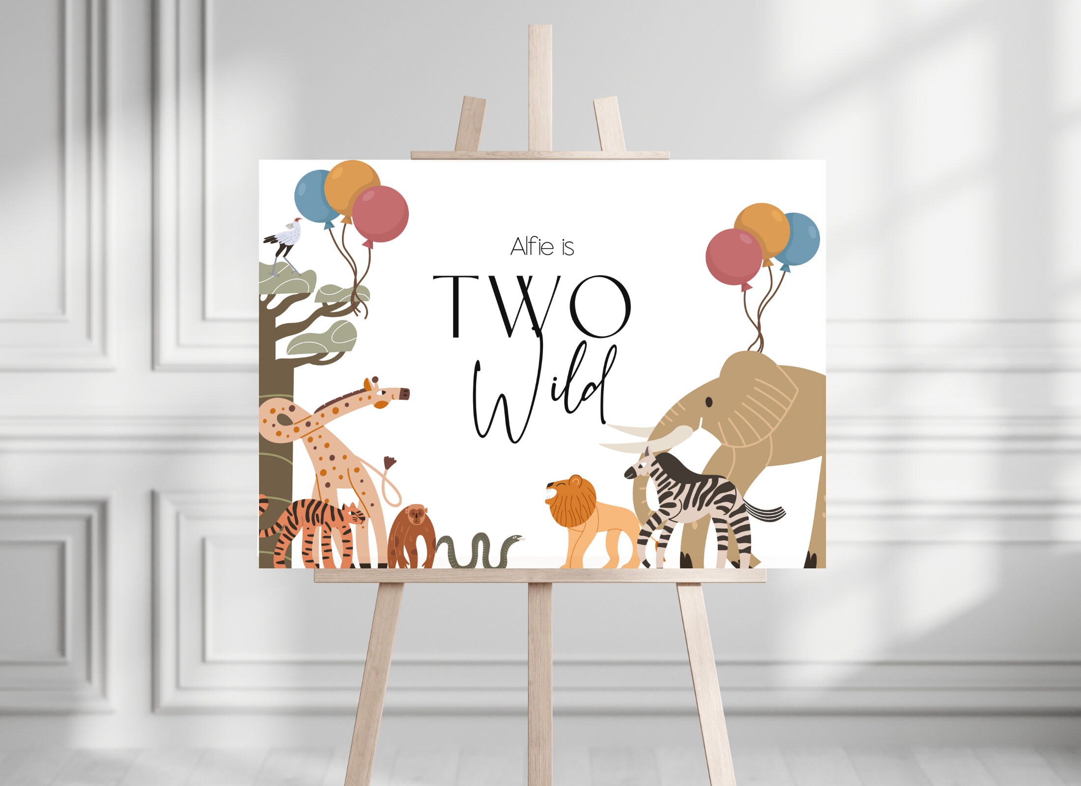 Editable Safari Animals Welcome Sign Jungle Animals Party Sign Zoo ...