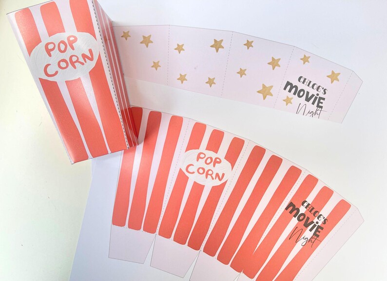 Editable Movie Popcorn Box, Cinema Party Treat Box, Girls Birthday ...