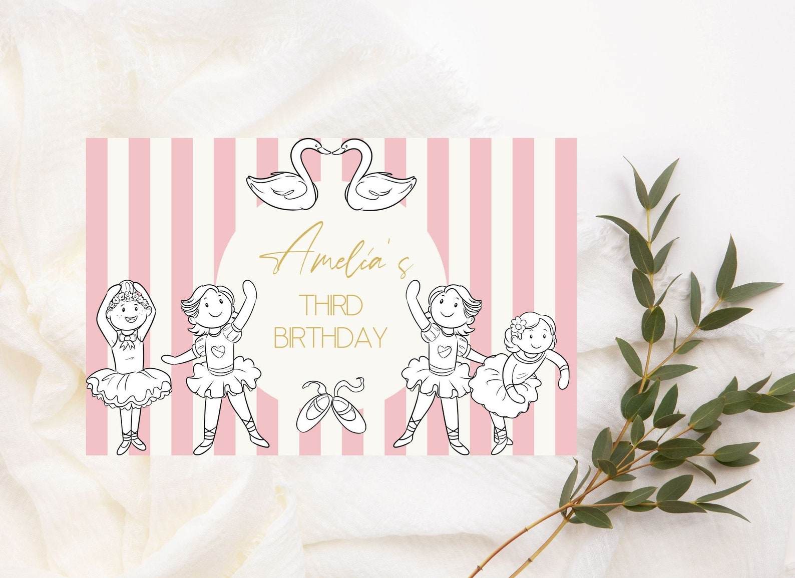 EDITABLE Ballerina Birthday Table Sign Modern Ballet Dancer Girl Pink ...