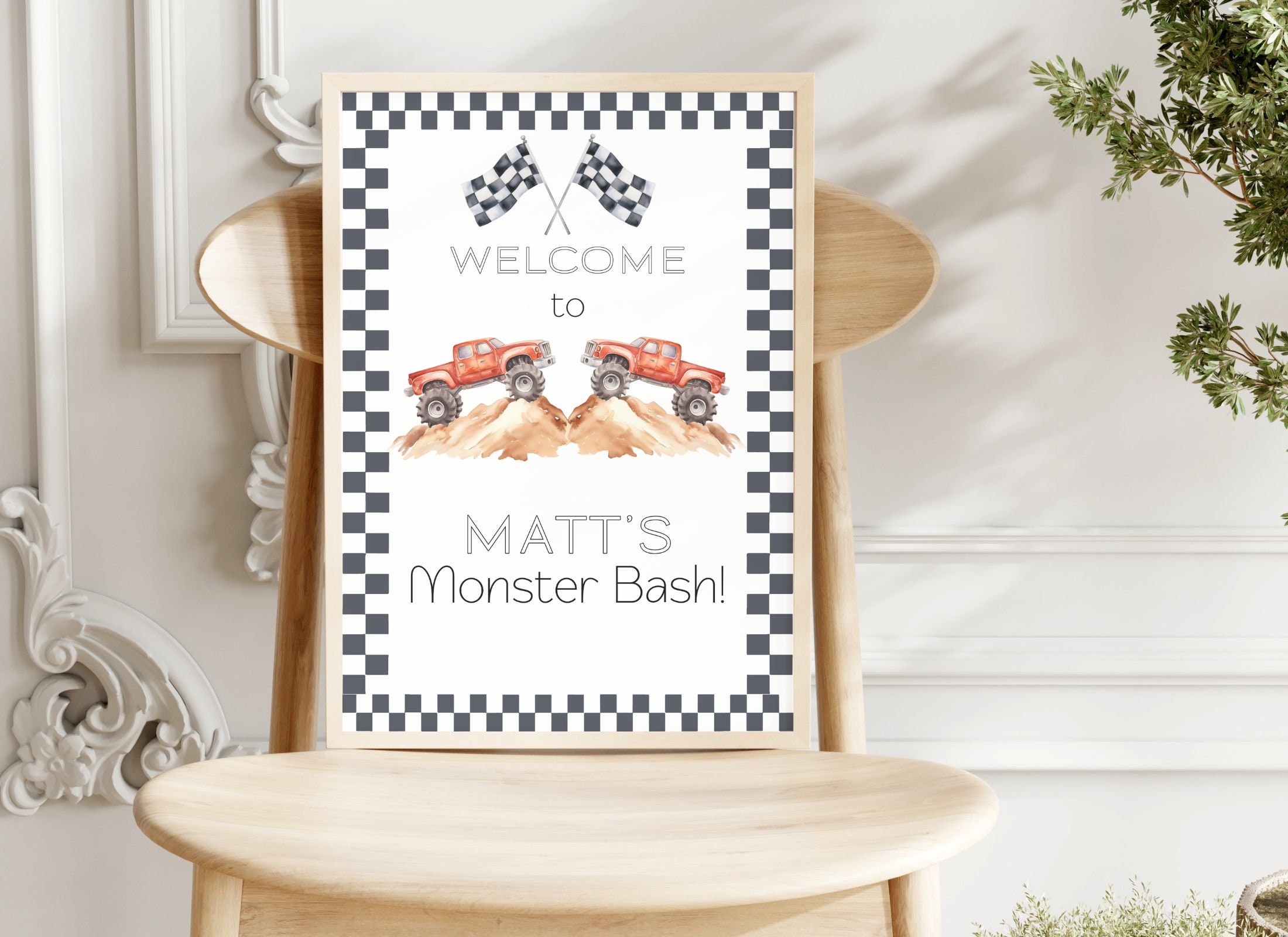 Editable Monster Truck Welcome Signs Truck Party Sign Monster Truck ...