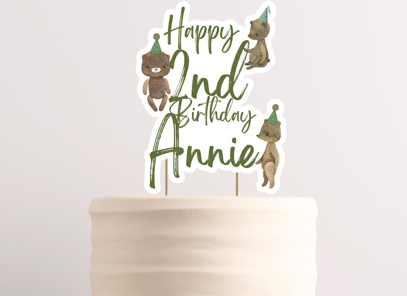 CUSTOM Bear Cake Topper, Printable Teddy Bears Picnic Cake Topper ...
