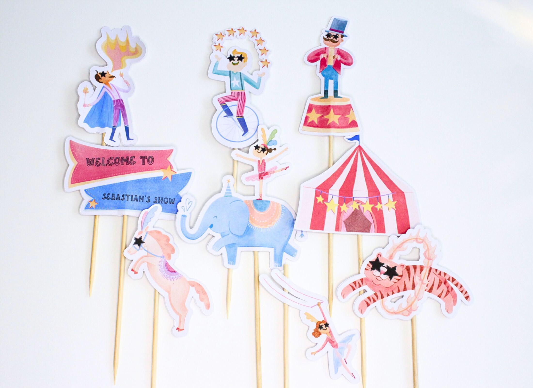 Circus Cake Toppers Animals Cake Toppers Greatest Show Cupcake Toppers ...