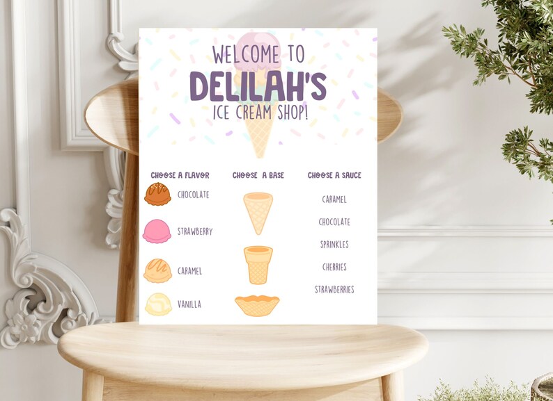 Editable Ice Cream Invite Heres the Scoop Invitation Summer Birthday ...
