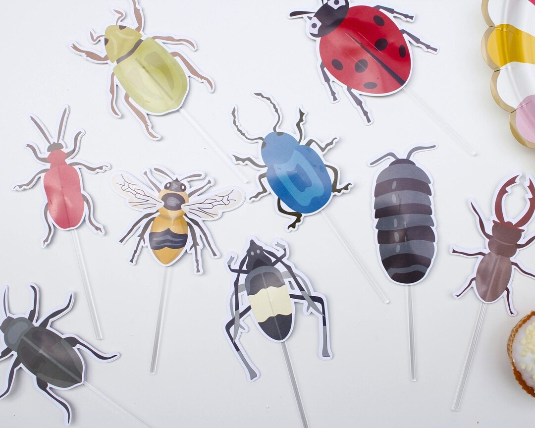 Bug Cake Toppers, Creepy Crawlie Cupcake Toppers, Insect Birthday Cake ...