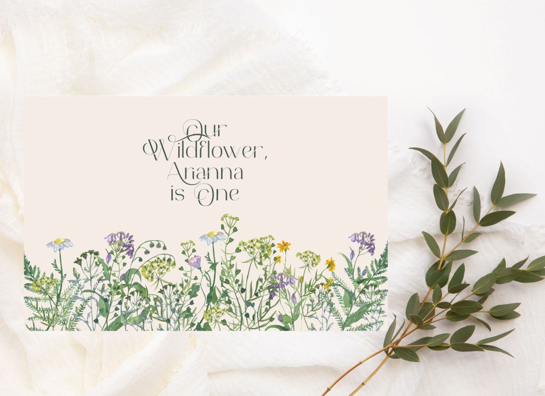 EDITABLE Wildflower Paper Placemat Floral Boho Wild One Garden Party ...