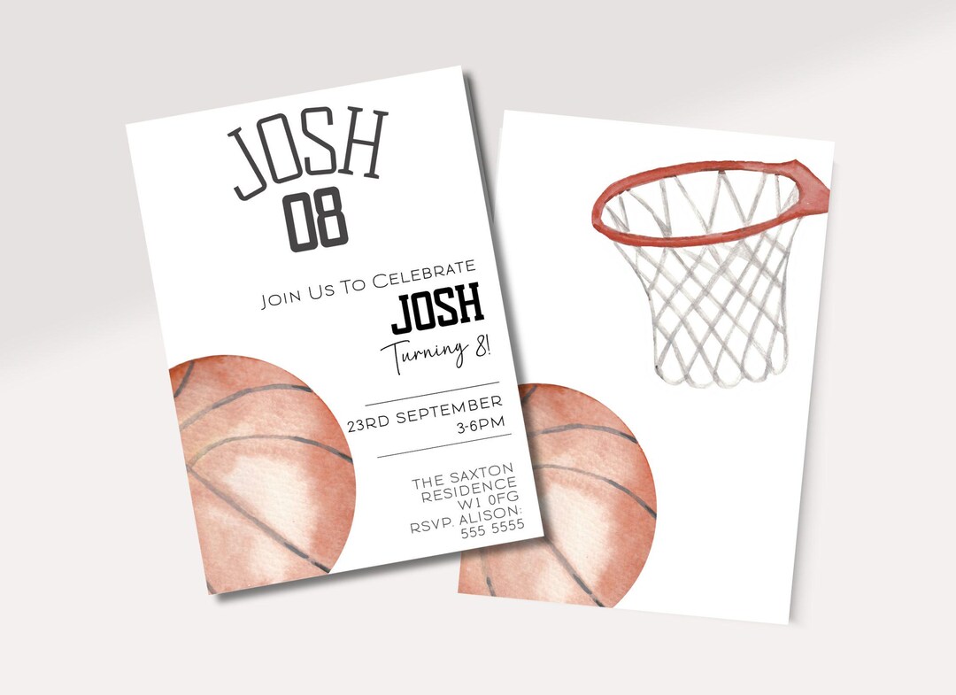 Editable Basketball Invite, Sport Birthday Party, Minimalist Boys ...