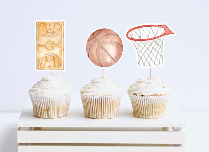 Editable Basketball Cake Toppers, Sport Birthday Party, Minimalist Boys ...