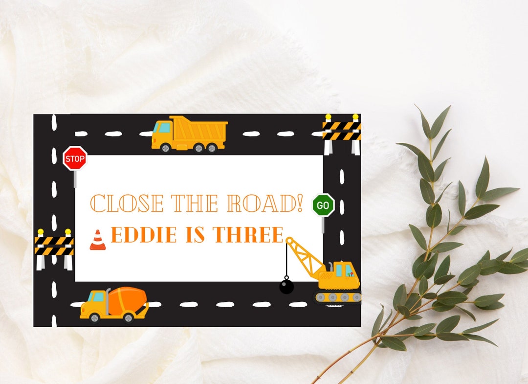 EDITABLE Construction Digger Paper Placemat Dumper Truck Birthday Party ...