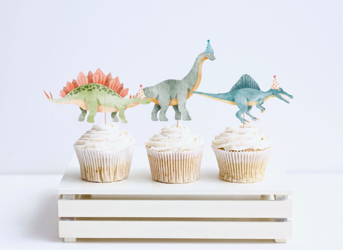 Printable Dinosaur Cake Toppers: Jurassic Birthday Party Decor (digital ...