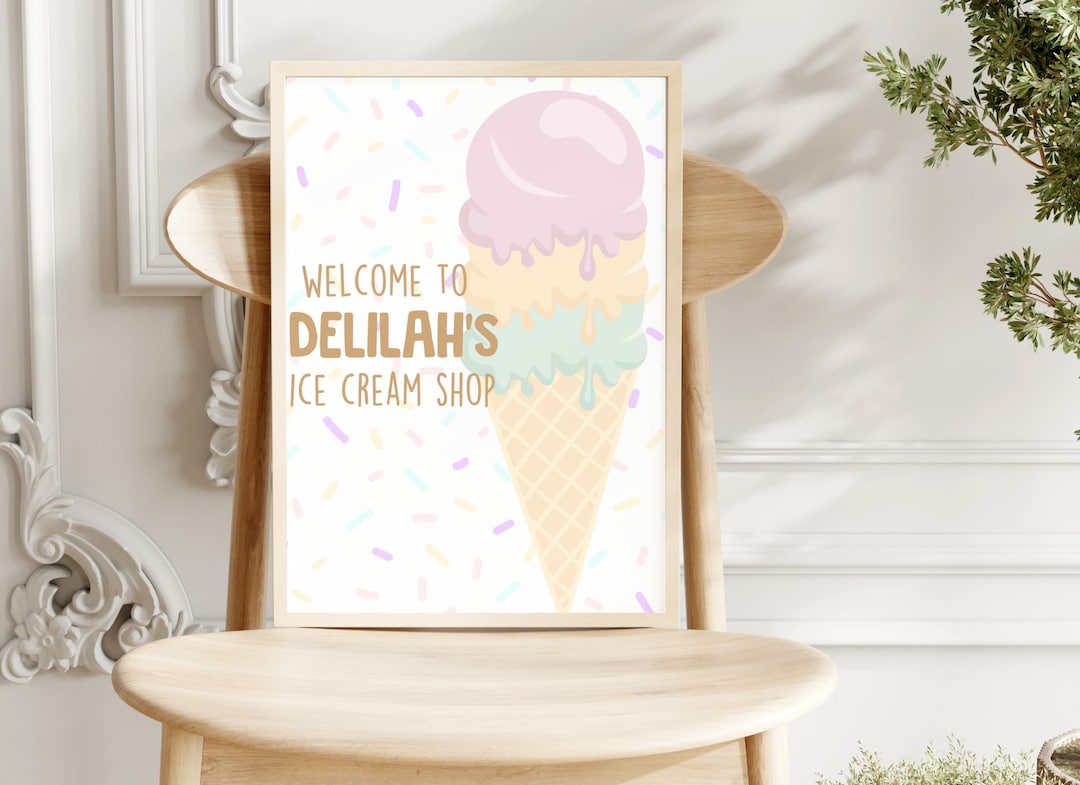 Editable Ice Cream Party Sign Heres the Scoop Welcome Sign Summer ...