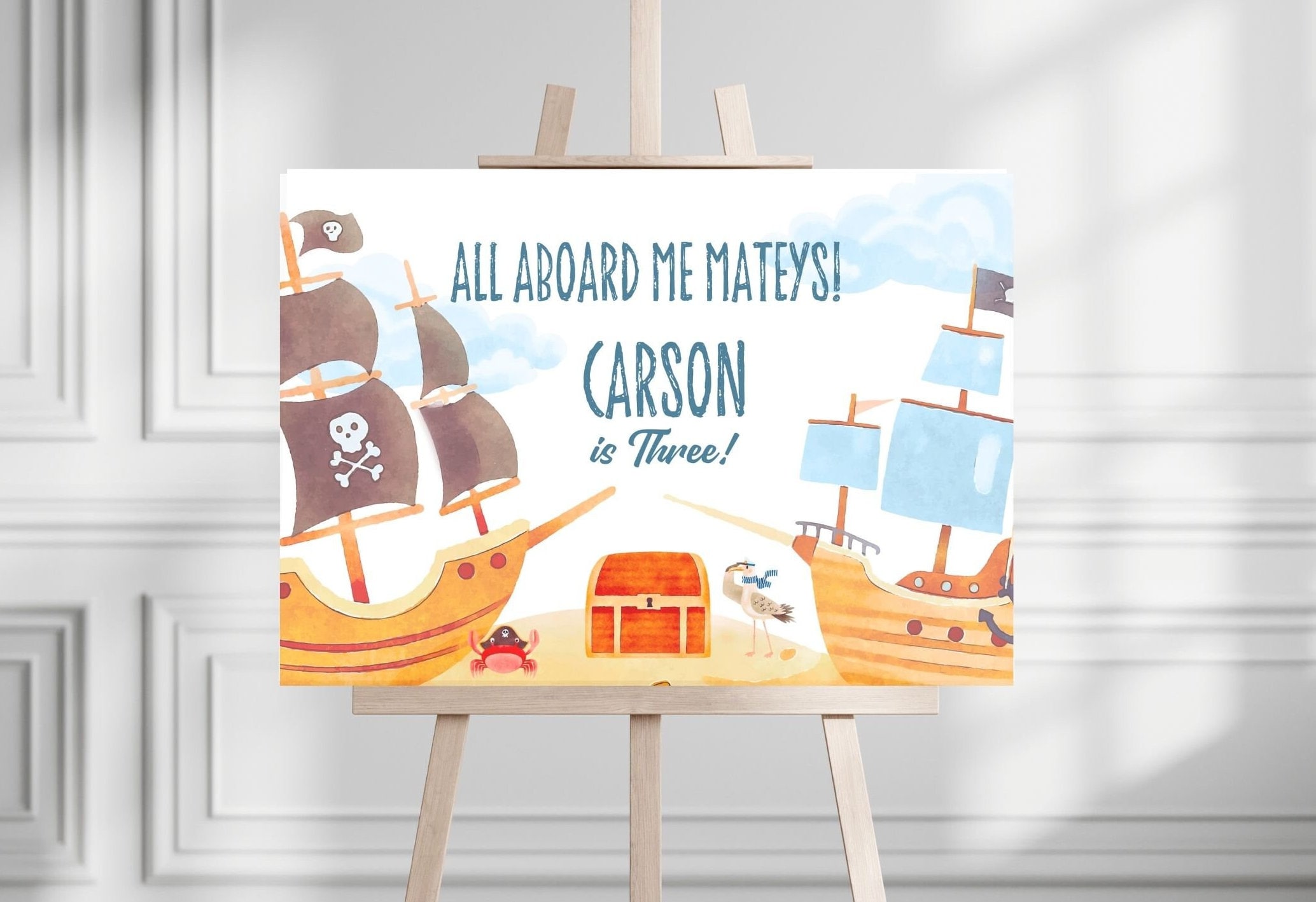 EDITABLE Pirate Cake Topper Ship Cake Topper Boy Birthday Decorations ...