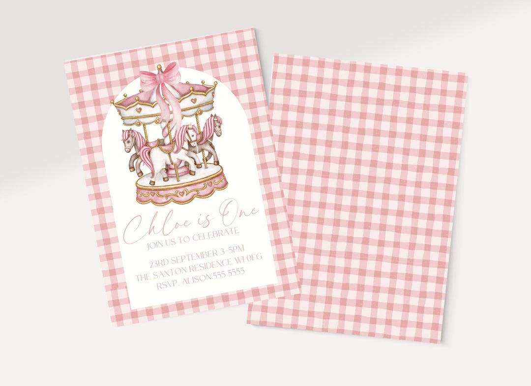 Editable Carousel Invite, Funfair Invite, 1st Birthday Invitation, Baby ...