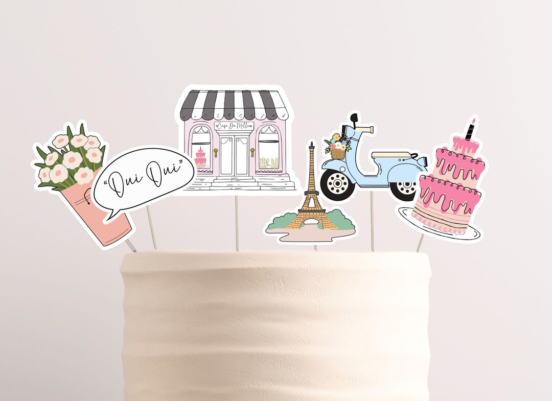 Editable Paris Cake Toppers, French Cafe Cupcake Toppers, Parisian ...