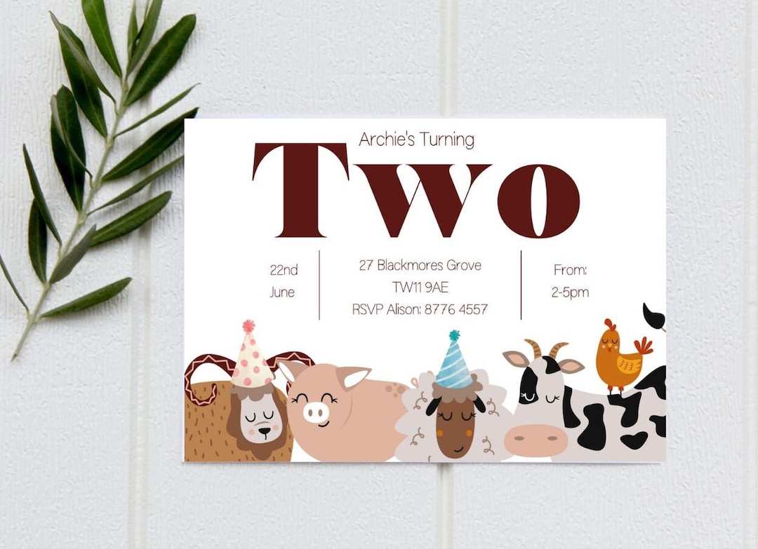 Editable Farm Birthday Invitation, Modern Farm Party Invite, Instant ...