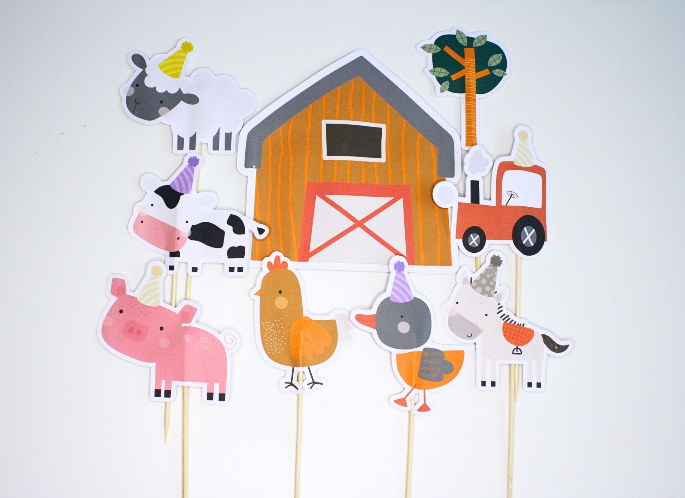Farm Cake Toppers, Farm Birthday Party Cake Toppers, Barn Cake Toppers ...