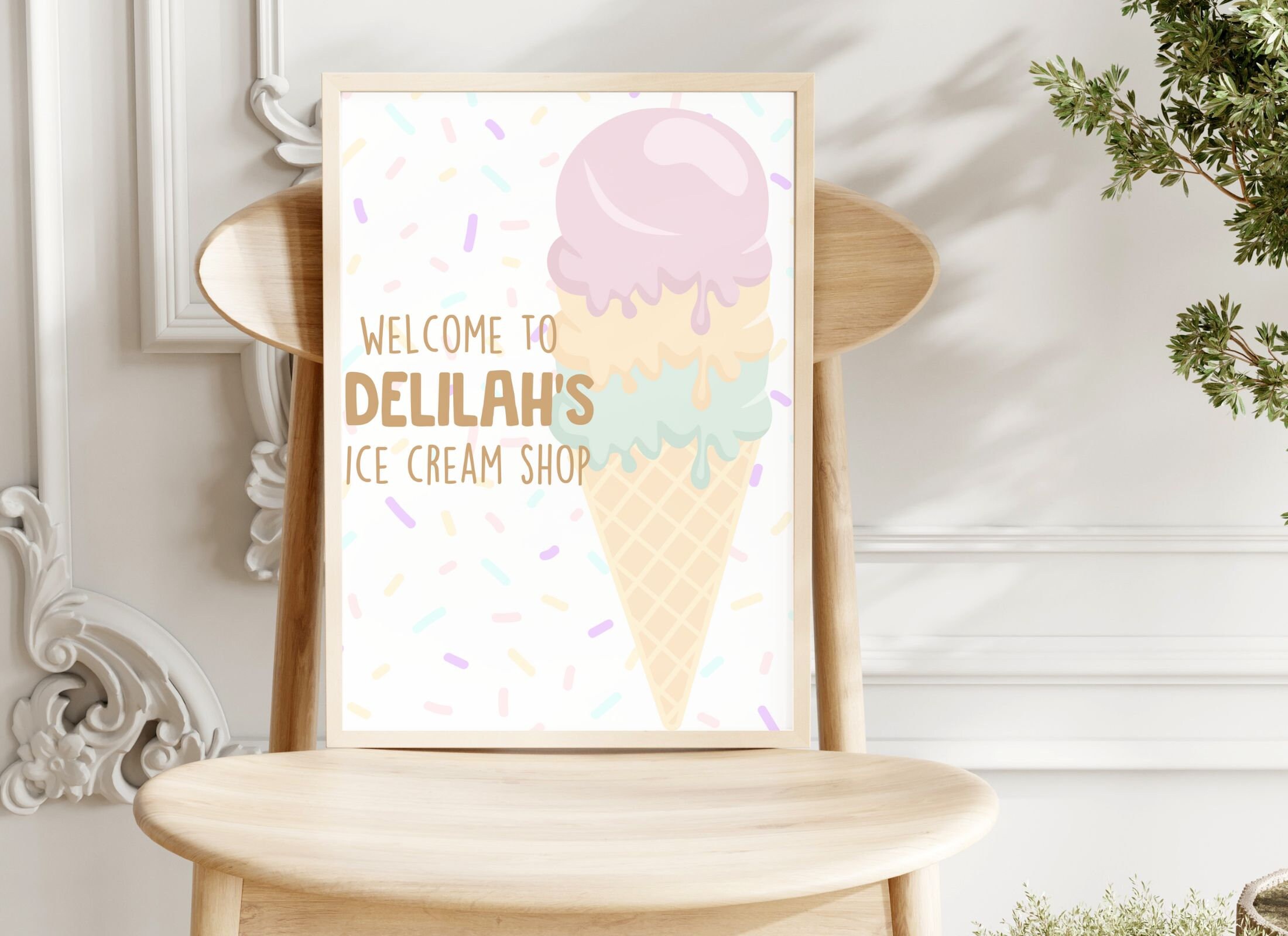 Editable Ice Cream Menu Heres the Scoop Party Sign Summer Birthday ...