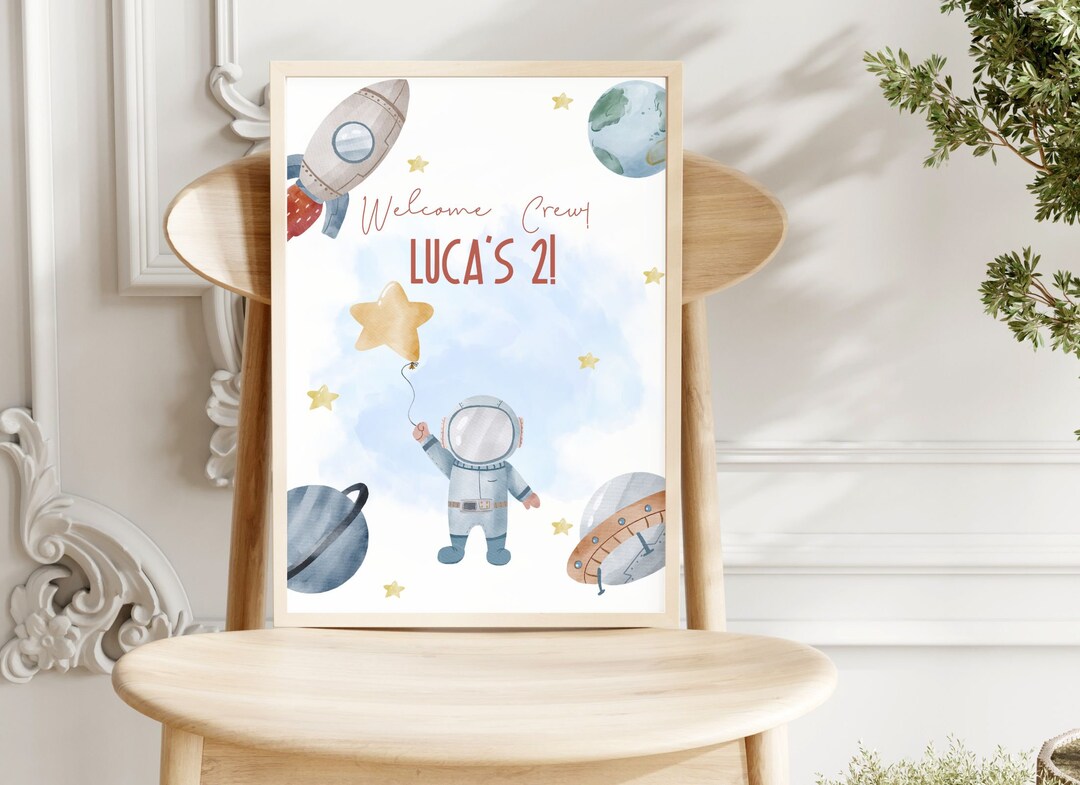 EDITABLE Astronaut Welcome Sign Rocket Party Signs Planet Party ...