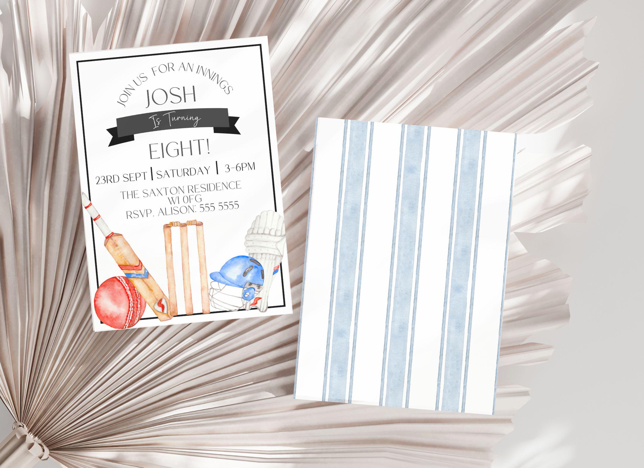 Editable Cricket Invite, Ball Sport Birthday Party, Boys Invite Bat and ...