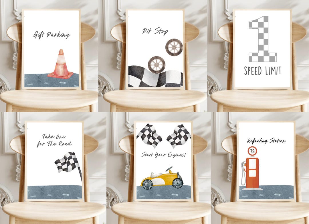 Editable Race Car Signs Hot Wheels Party Signs Racing Car Birthday ...